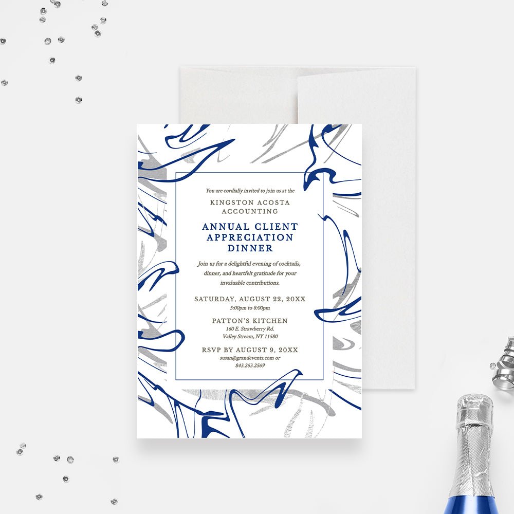 Annual Client Appreciation Dinner Invitation Template in Blue and Gray ...