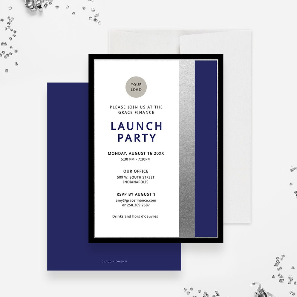Grand Opening Company Party Invitation Editable Template, Launch Offic