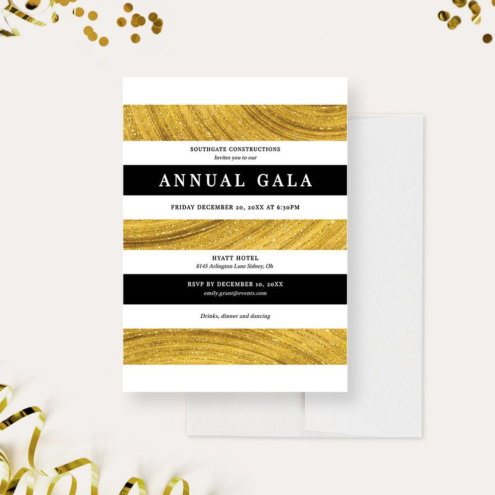 Annual Gala Invitation Template, Realtor Open House Invitation, Gold a