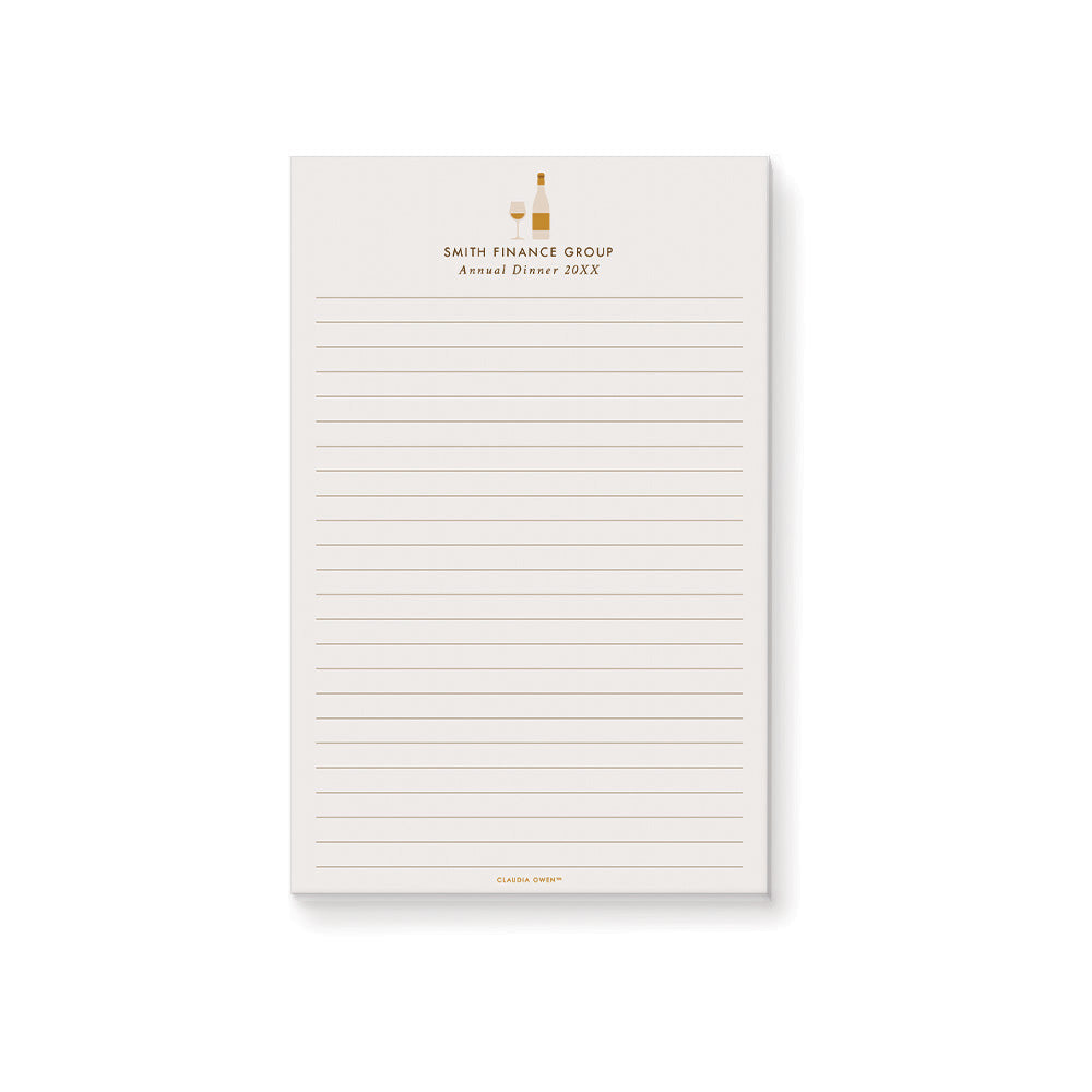 Personalized Wine and Dinner Notepad for Corporate Event, Company Dinn
