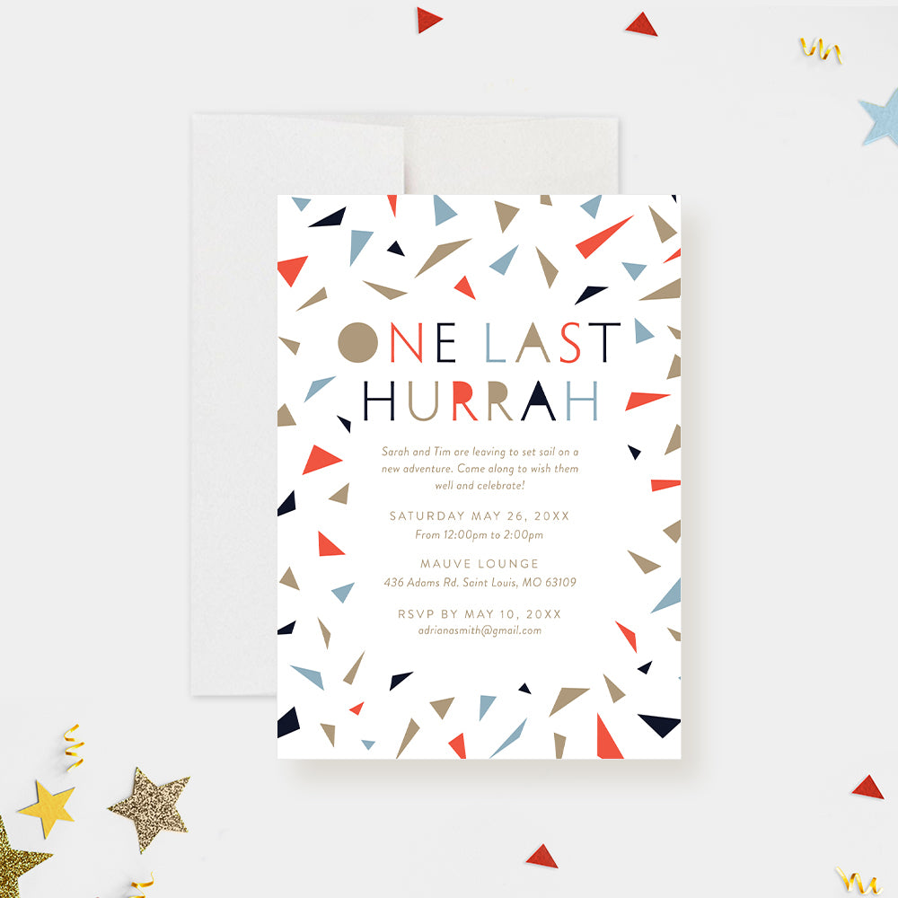 One Last Hurrah Invitation Card for Farewell Party, Goodbye Party Invi
