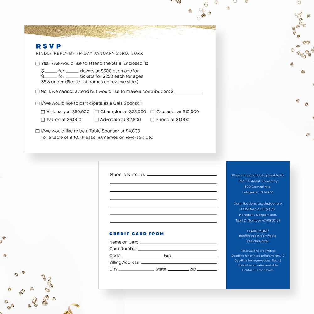 RSVP Card Template with Sponsorship Levels, Donation Options and Payme ...