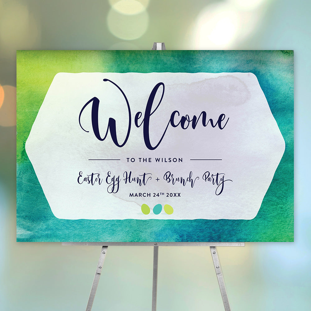Welcome Sign for Easter Celebration with Watercolor Design, Easter Par