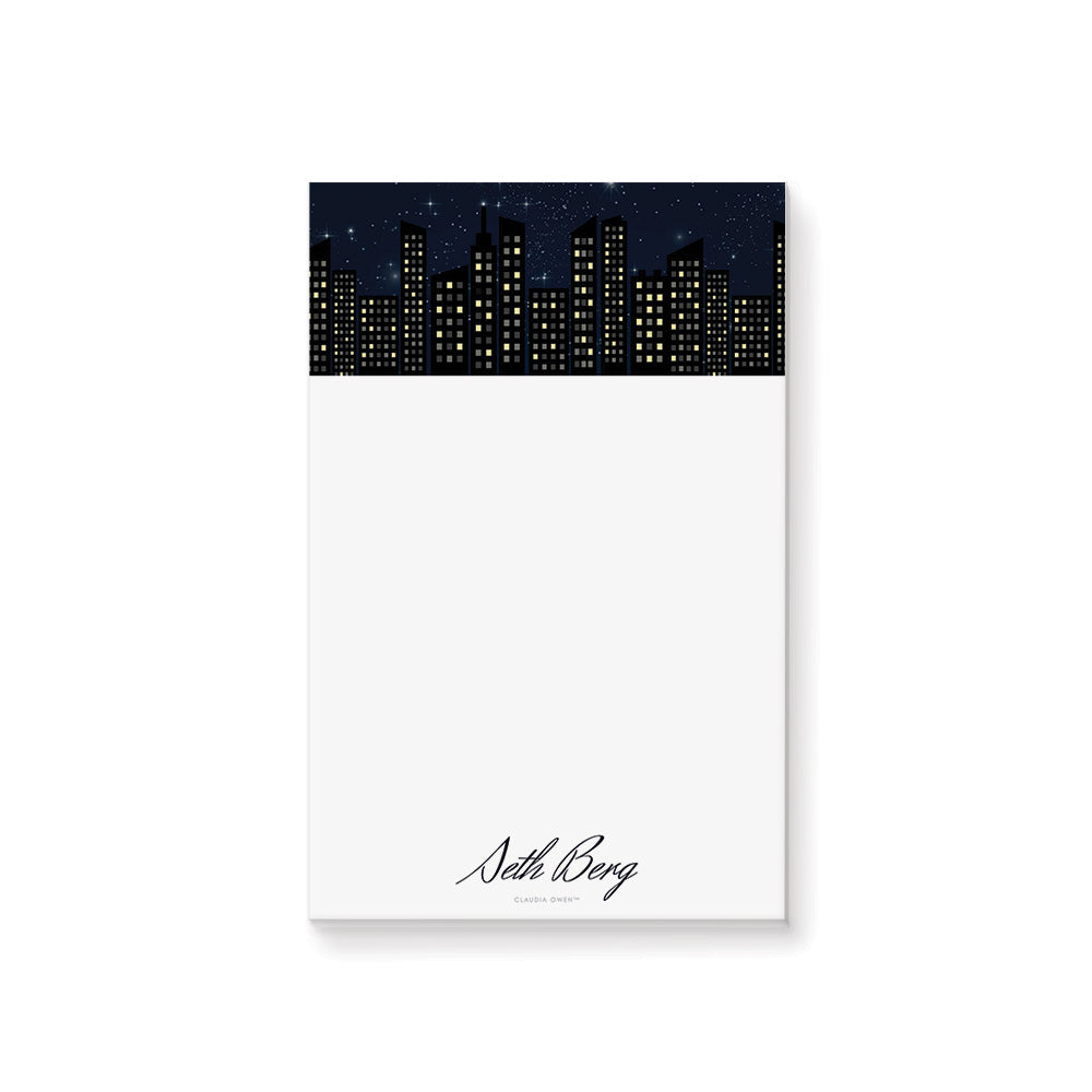 City Skyline Notepad with Starry Night Sky, Personalized Gift for City ...