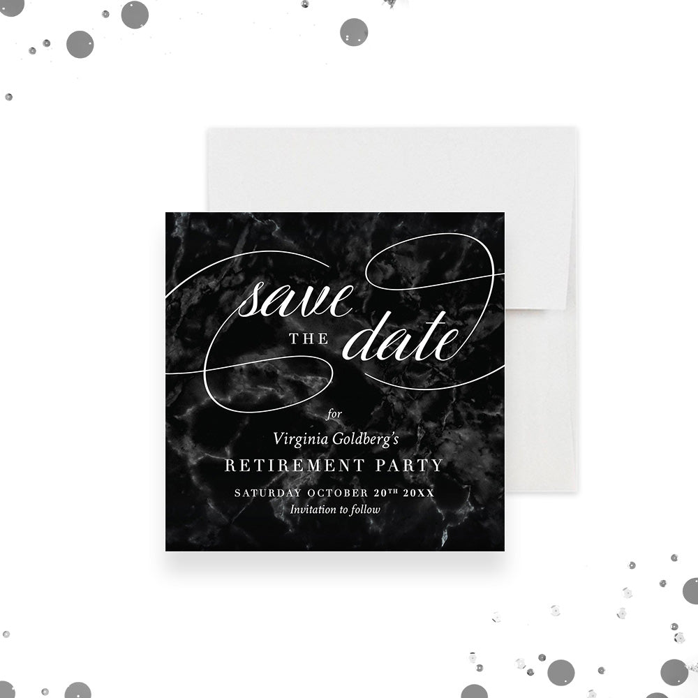 Elegant Black Save the Date Retirement Invitation