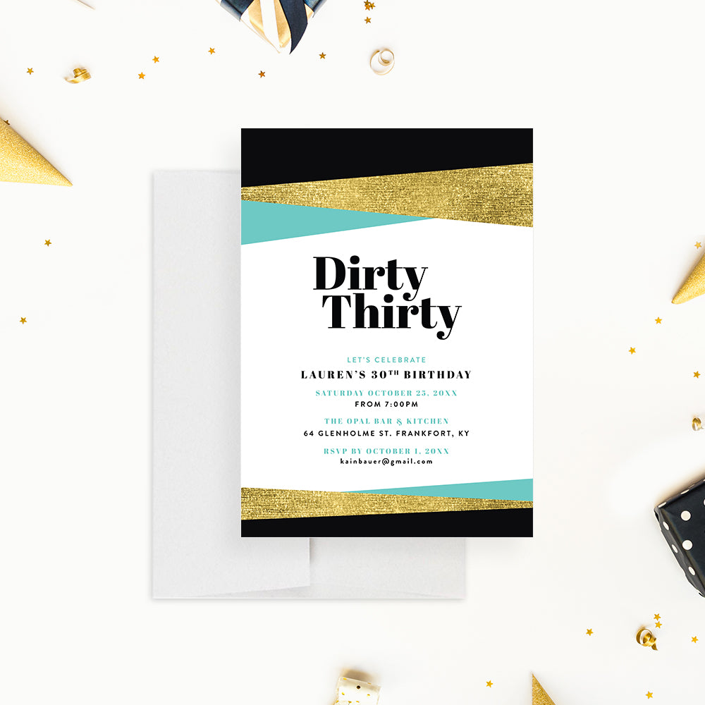 Dirty Thirty Birthday Party Invitation, 30th Birthday Party Invitation