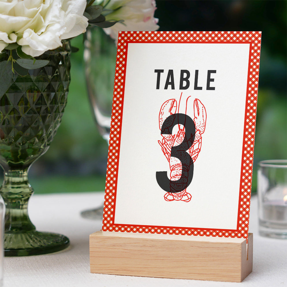 Crawfish Boil Invitation Card with Plaid Design, Crayfish Birthday Par