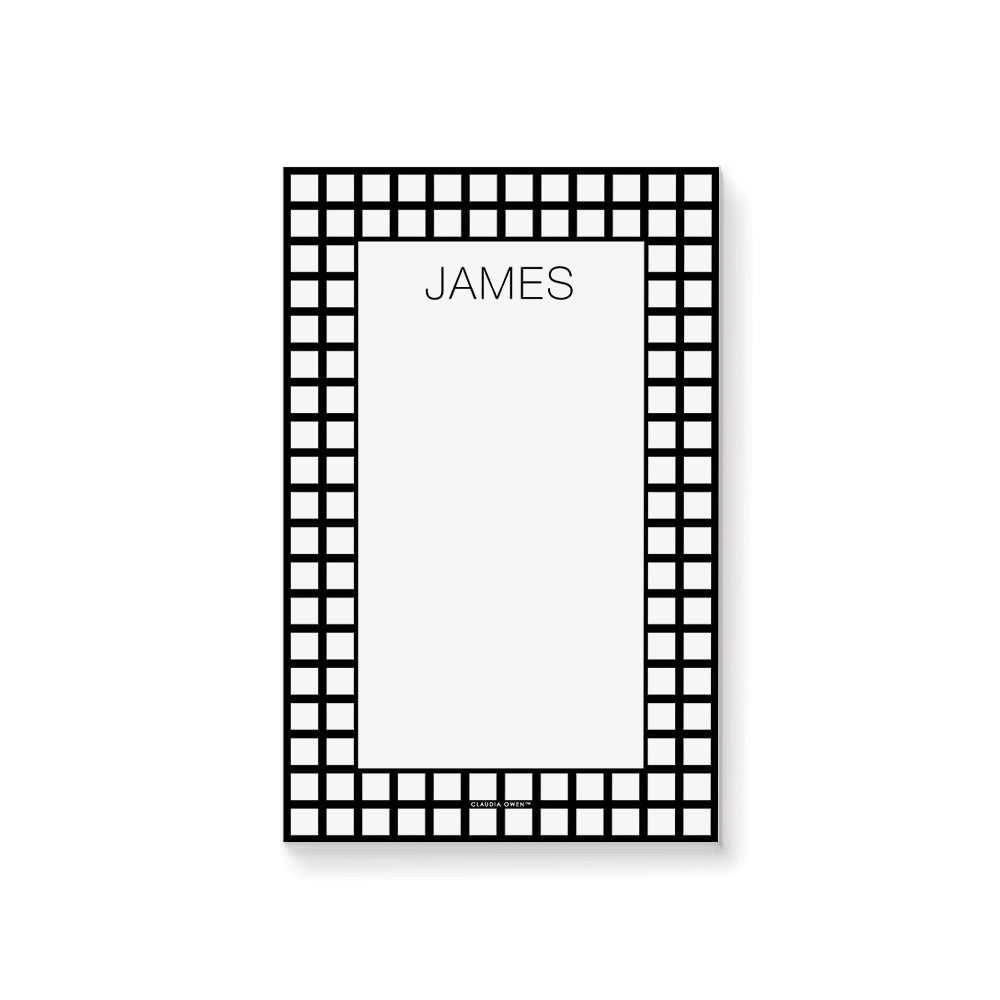 Modern Minimalist Notepad, Personalized Gift for Men, Black and White