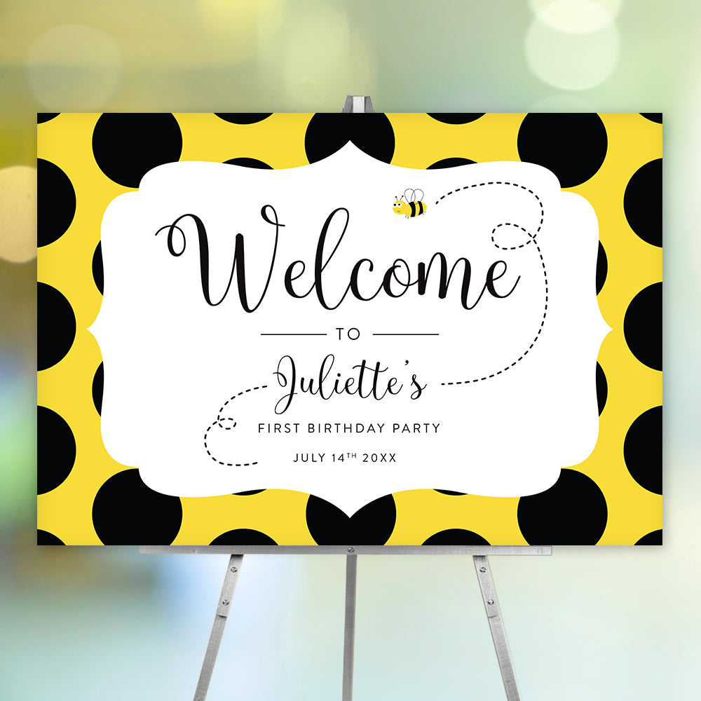 Adorable Bumblebee Welcome Sign for Baby's Birthday, Bee-Themed Party