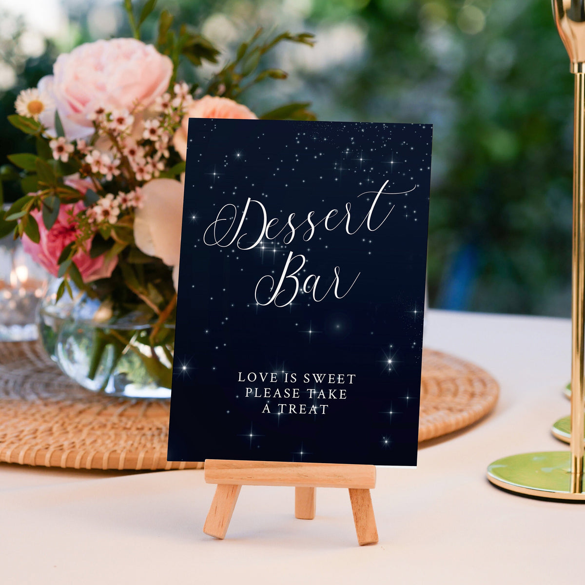 Dessert Bar Table Sign, Guest Book Sign Digital Template, Night Under