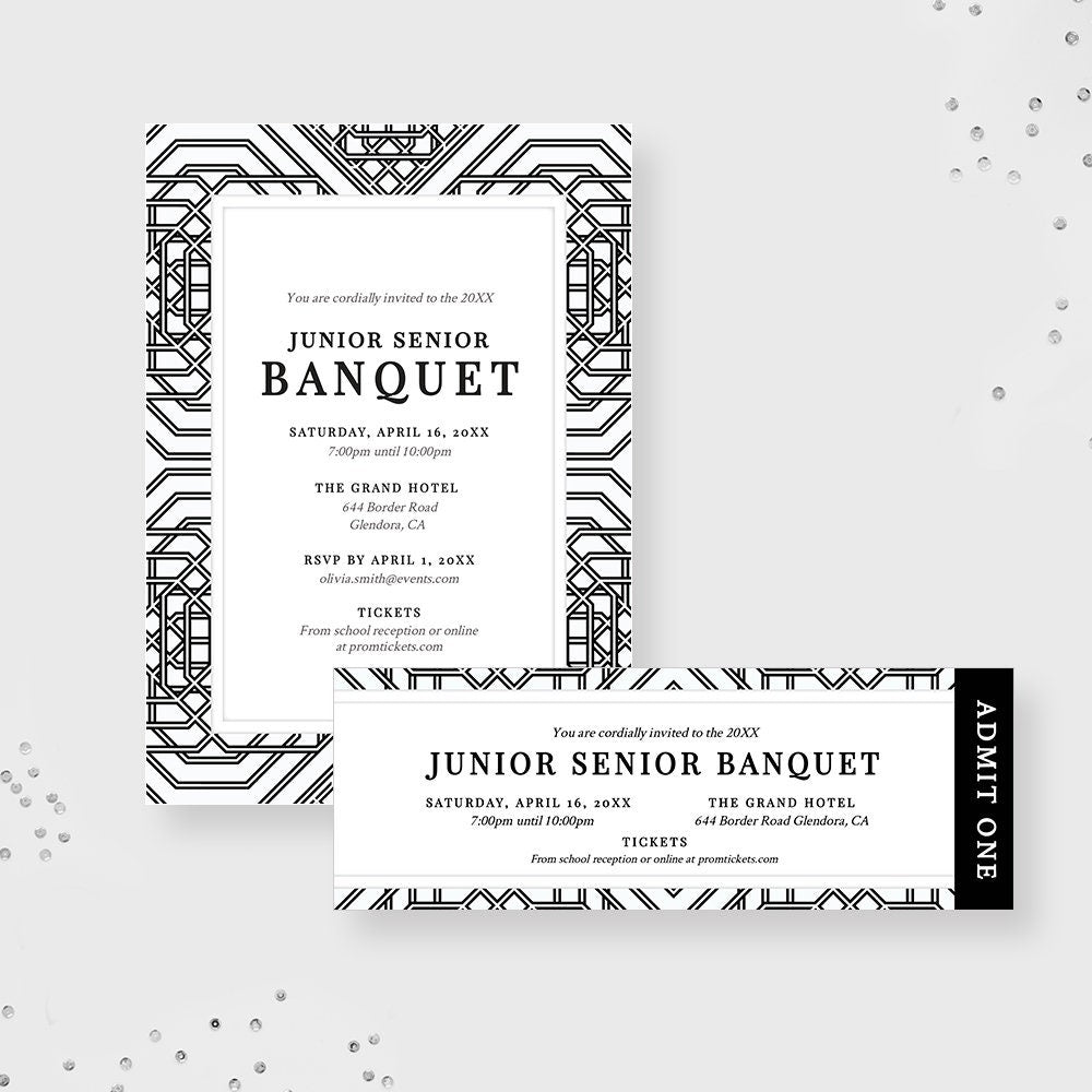 Junior Senior School Prom Invitation and Ticket Template Instant Downl