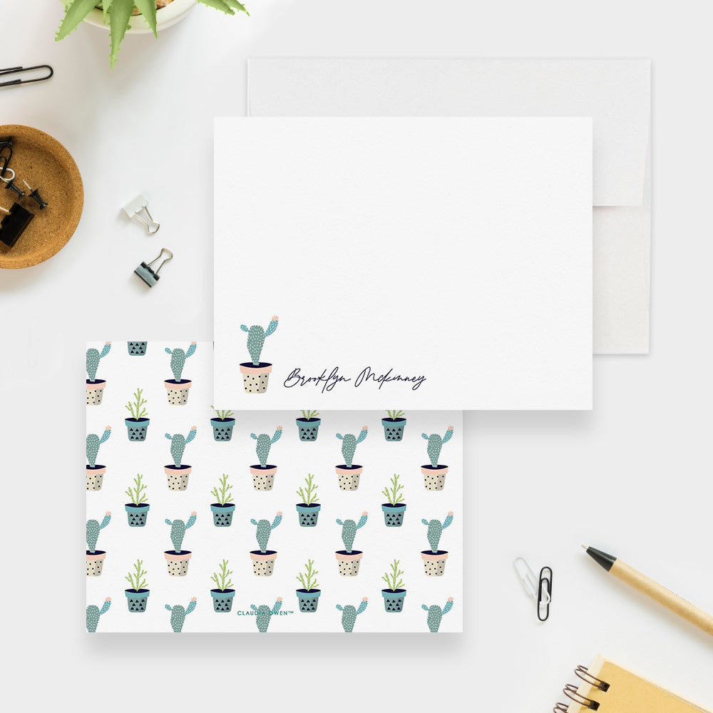 Succulent Note Card Set For Women Desert Cactus Home Office Stationery