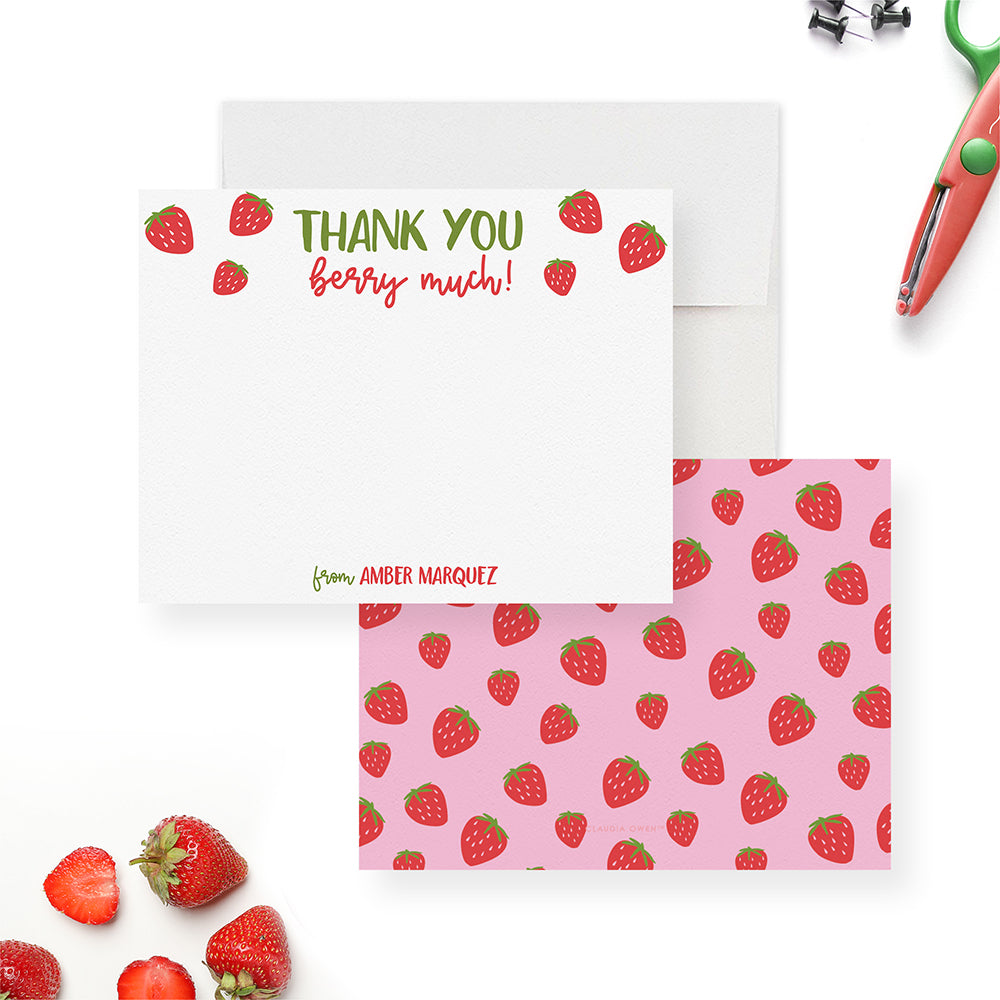 Thank You Berry Much Card Note Card, Strawberry Thank You Card, Berry ...