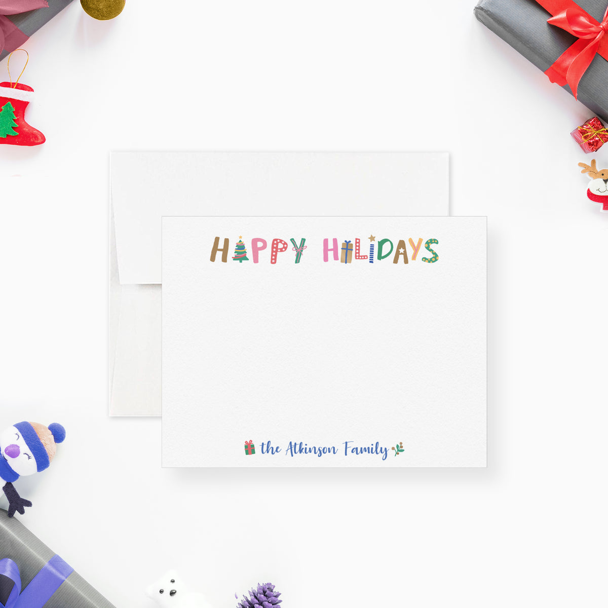 Happy Holiday Note Cards, Kids Christmas Greeting Cards, Personalized