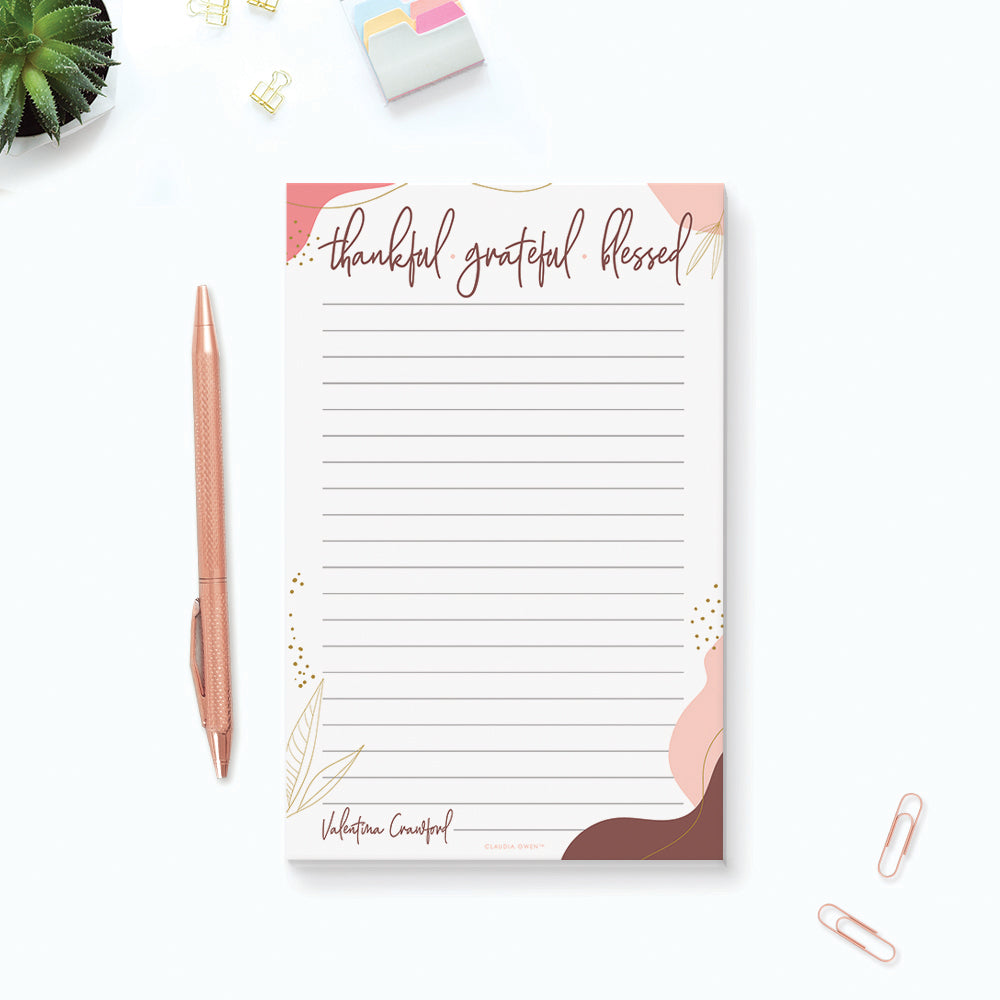 Thankful Grateful Blessed Notepad, Thanksgiving Stationery Notepad, No