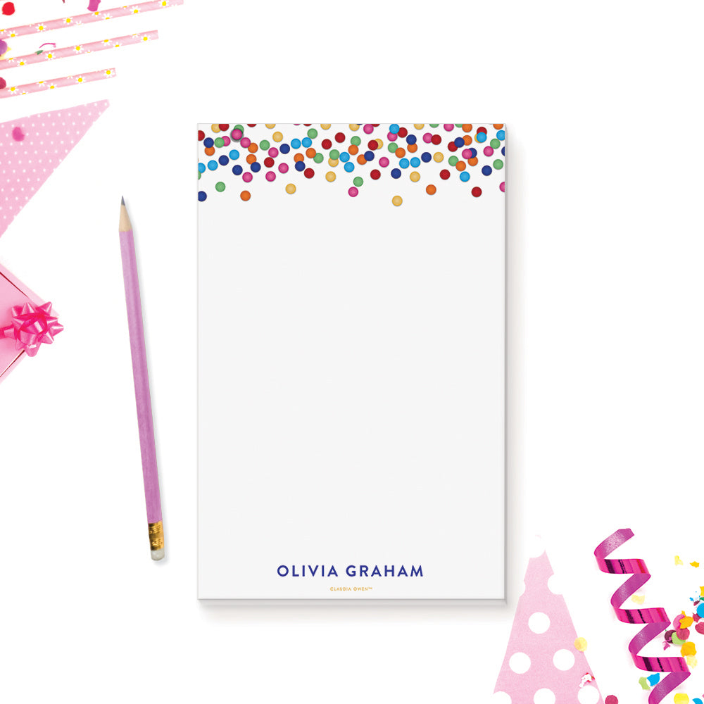 Personalized Confetti Notepad, Kids Birthday Custom Party Favors, Colo