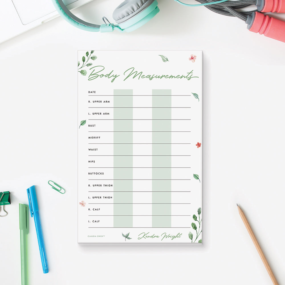 Body Measurement Log Notepad, Body Contouring Tracker Pad, Measurement
