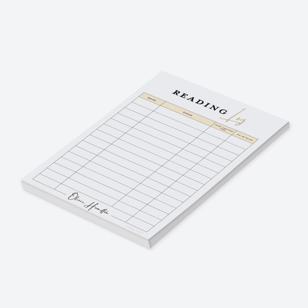 Personalized Reading Log Notepad, Reading Tracker for Students, Gift f