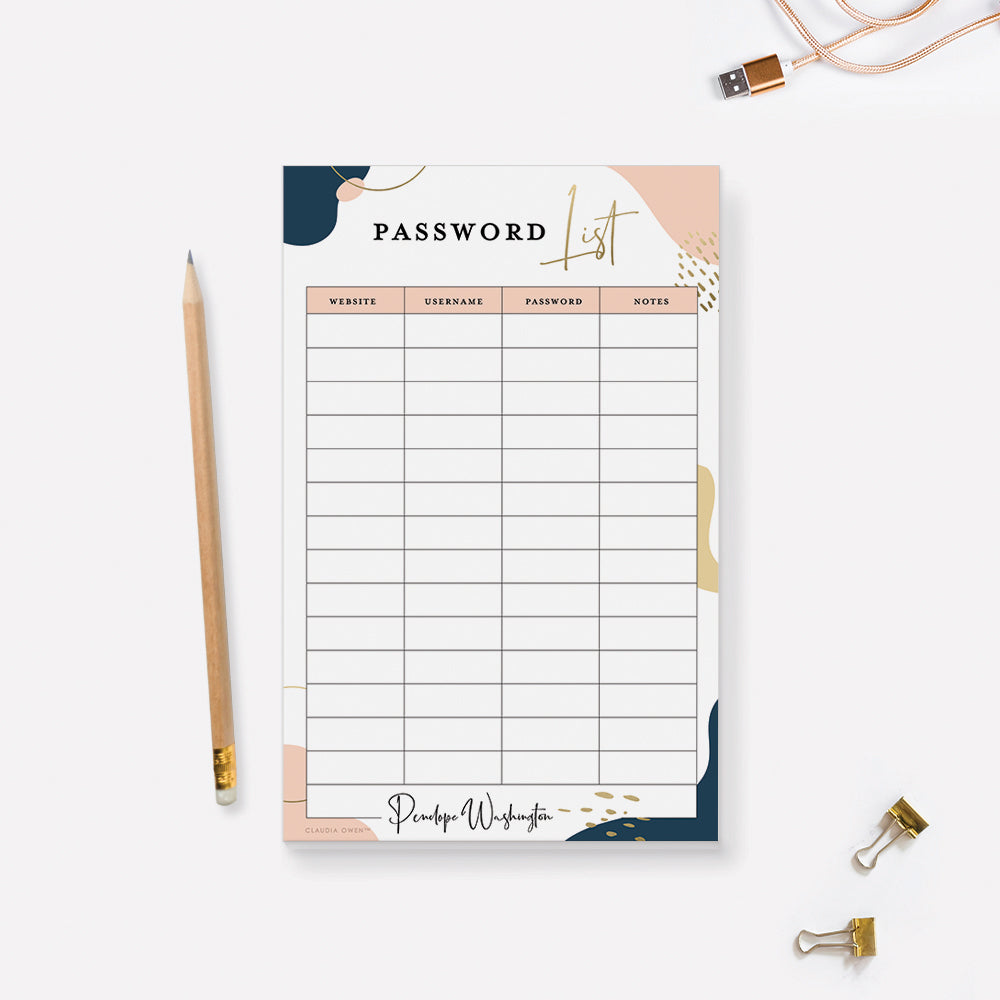 Password List Notepad, Password Keeper Log Pad, Password Tracker Notep