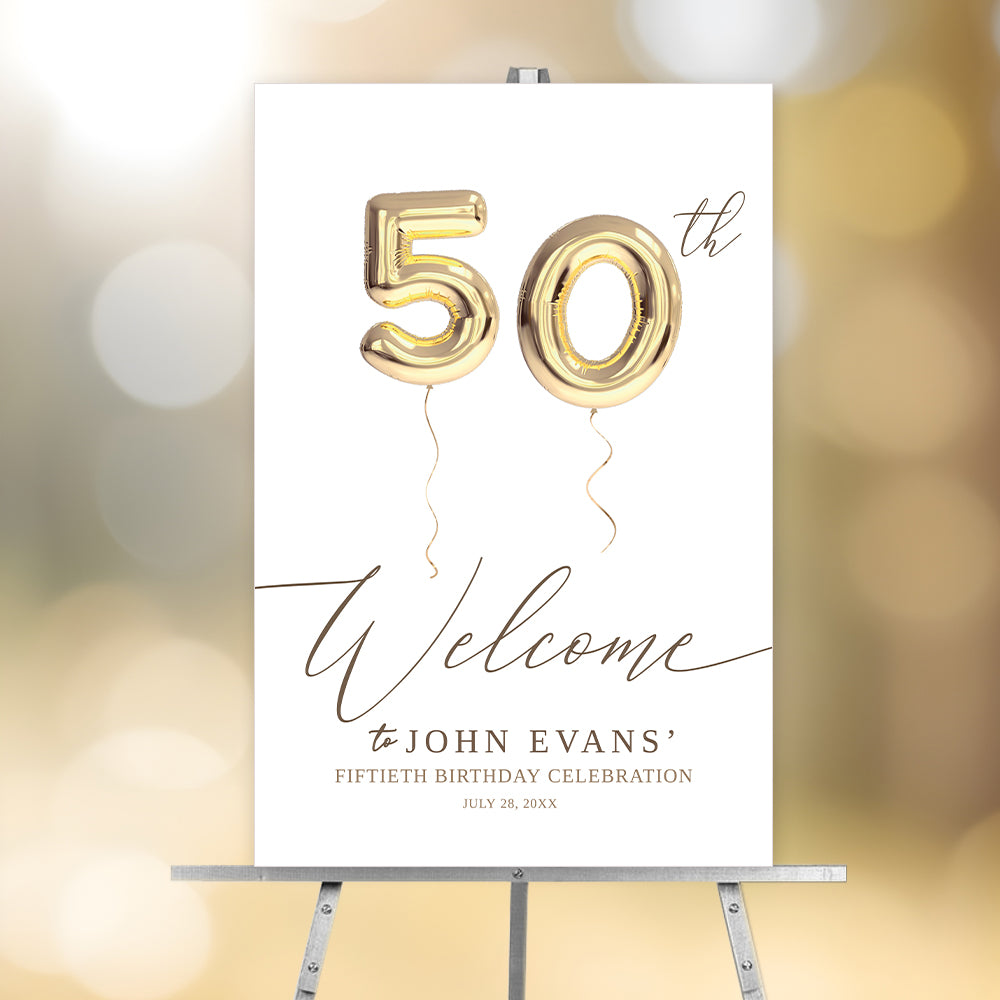 50th Birthday Welcome Sign Template, 50th Anniversary Party Door Sign ...