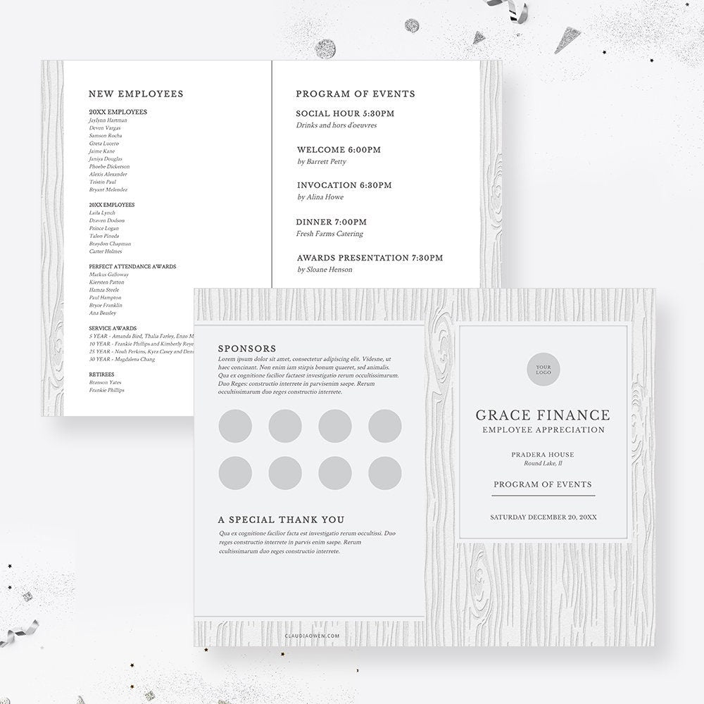 Winter Gala Business Program Template Order of Events Instant Download ...
