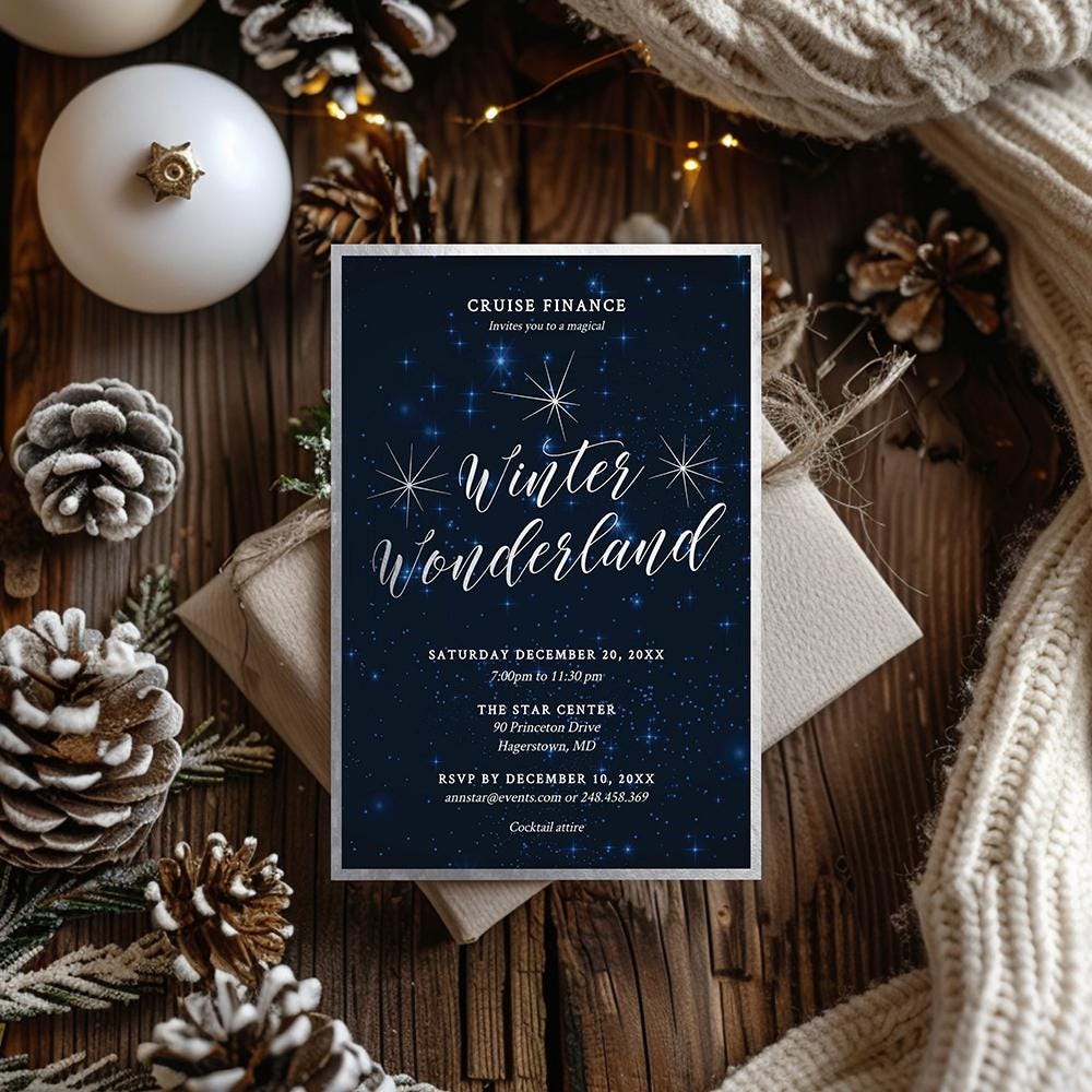 Winter Wonderland Party Invitation Template Digital Download