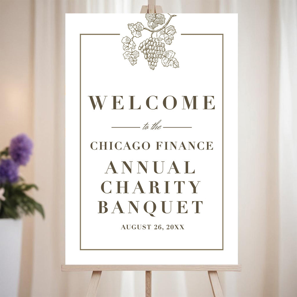Charity Banquet Welcome Sign Elegant Corporate Event Poster