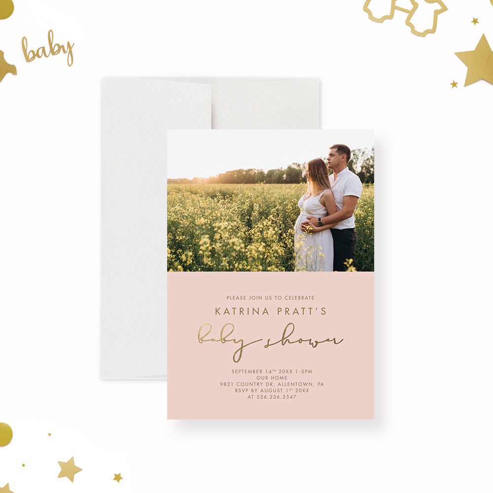 Personalized Baby Shower Invitations with Maternity Photo, Baby Shower