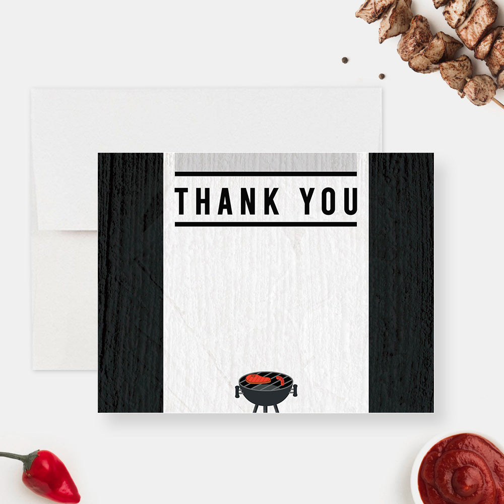 BBQ Thank You Card Grill Theme Summer Party Note for Guests