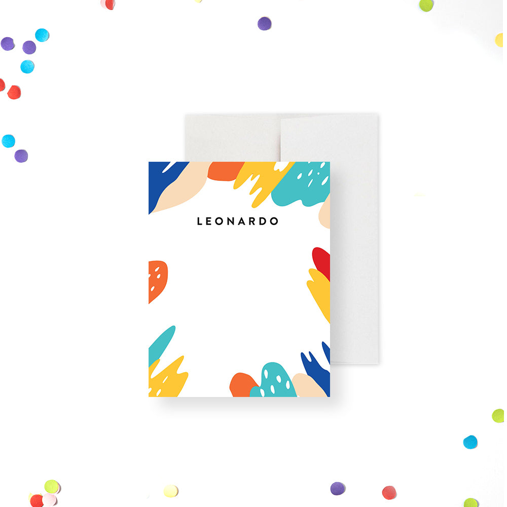 Creative Custom Note Card with Colorful Pattern Design for Kids