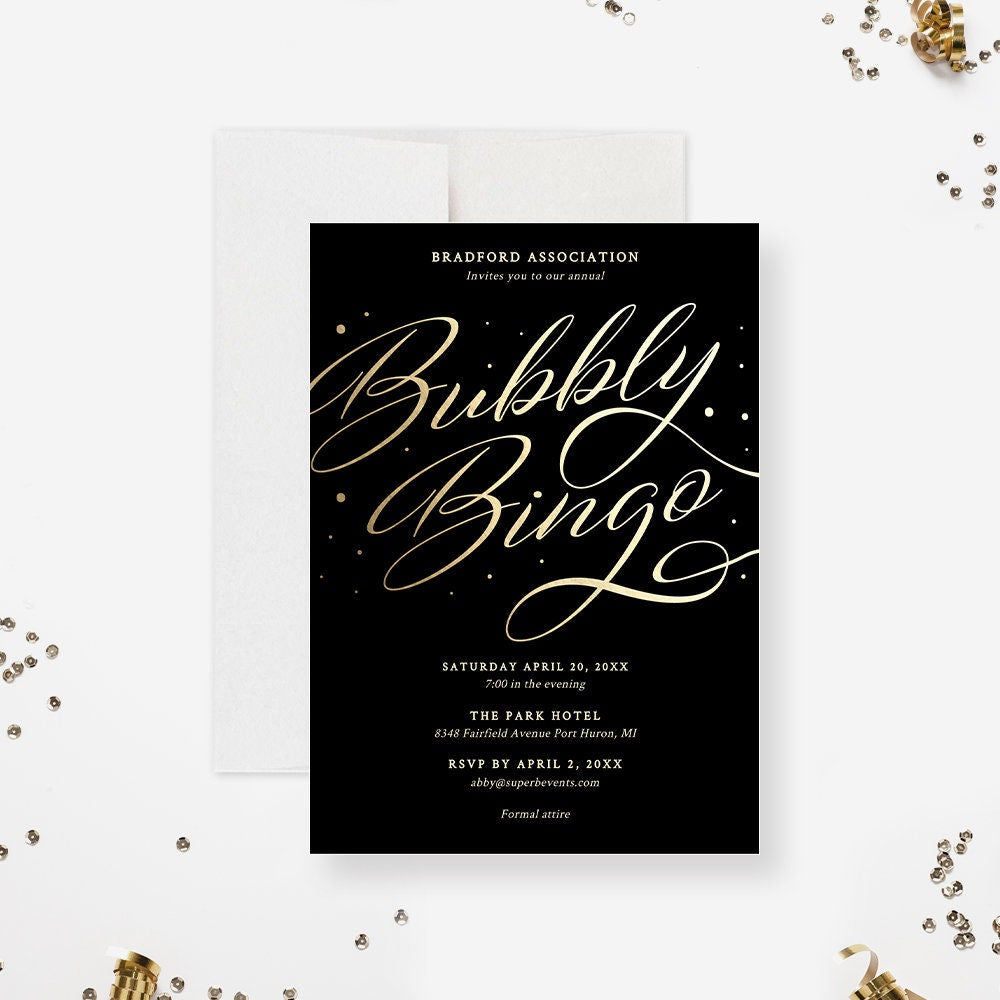 Bubbly Bingo Party Invitation Template, Game Night Invitation Printabl
