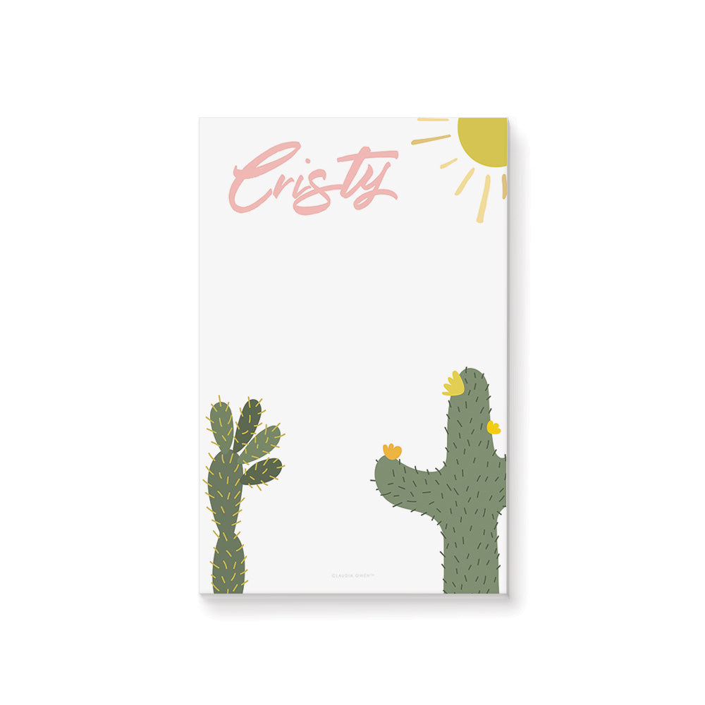 Cute Personalized Notepad with Cactus and Sun Illustration, Custom Nam ...