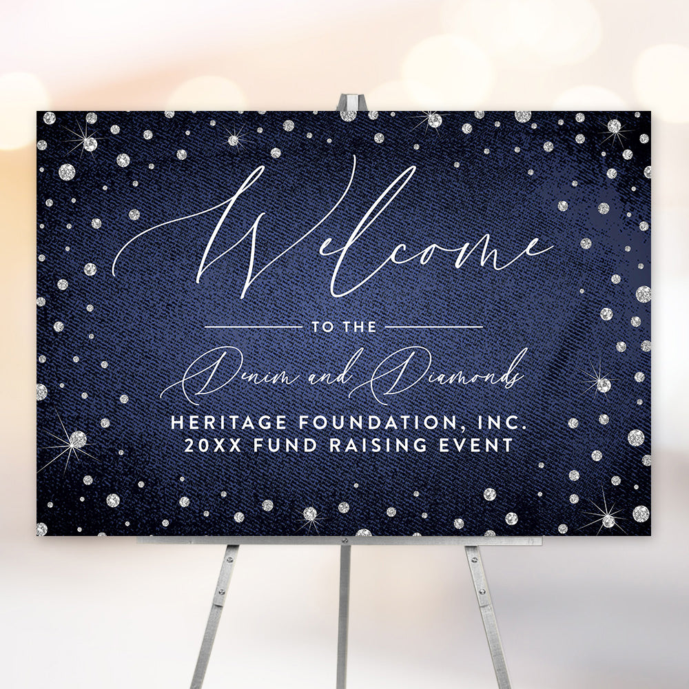 Denim and Diamonds Welcome Sign for Fundraising Event — Claudia Owen