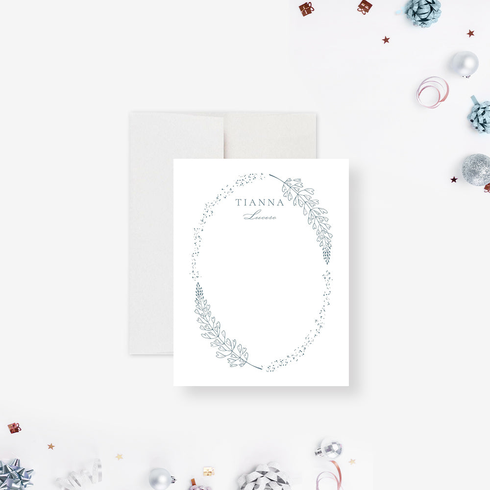 Brunch Party Thank You Cards with Blue Foliage, Elegant Easter Themed