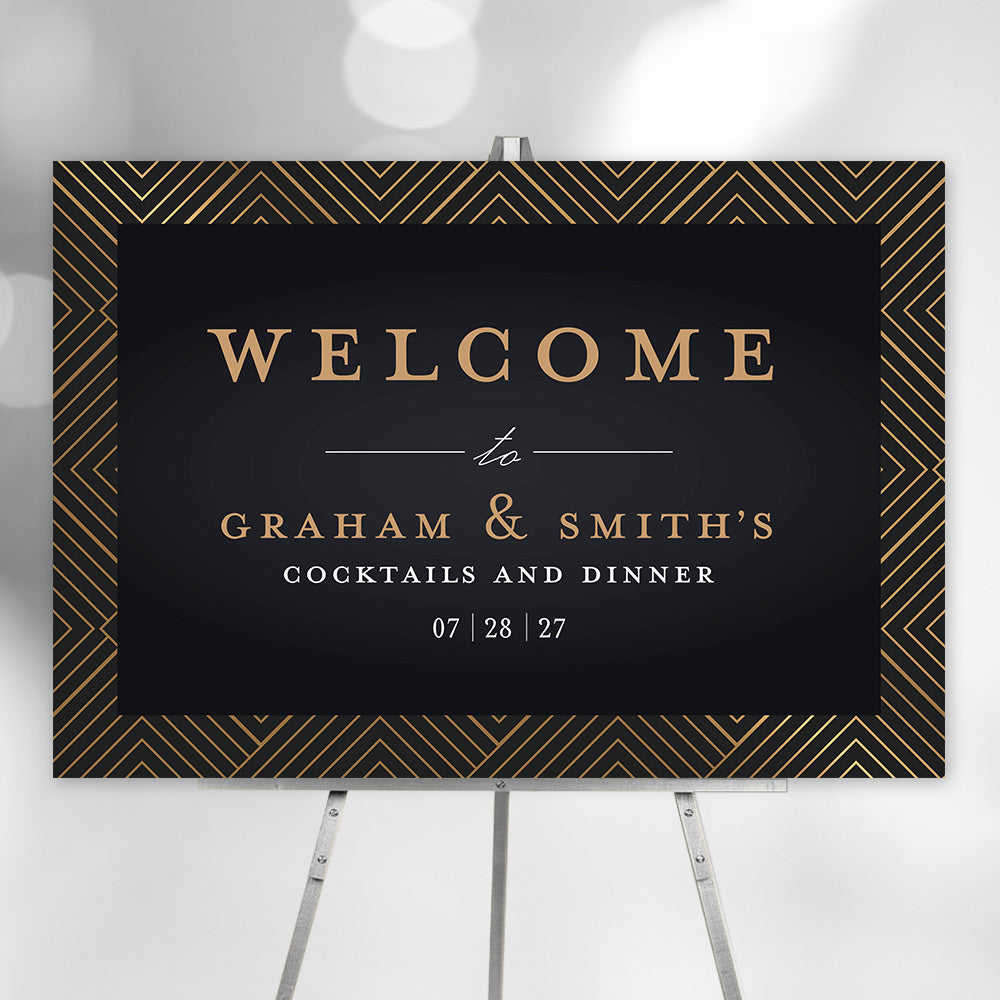 Black and Gold Welcome Sign for Elegant Formal Events
