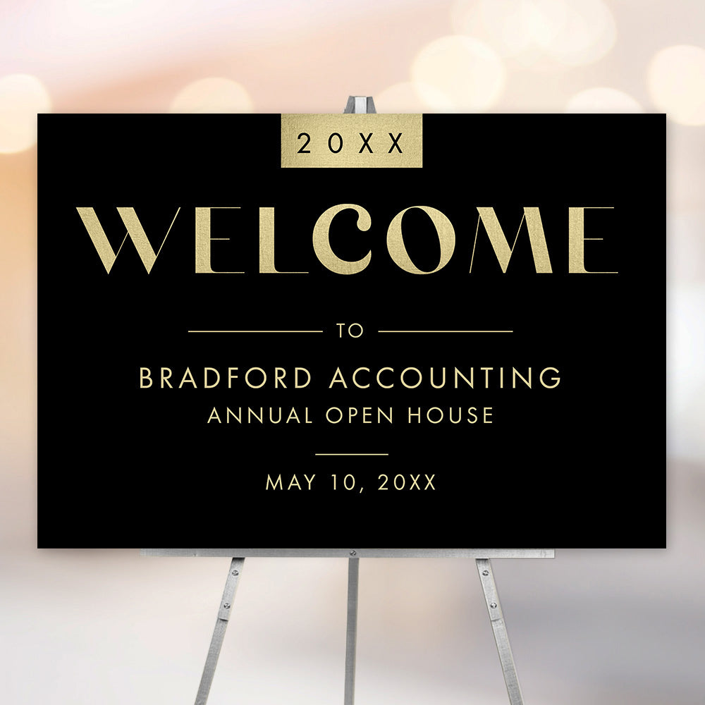 Corporate Open House Welcome Sign Elegant Business Event Decor