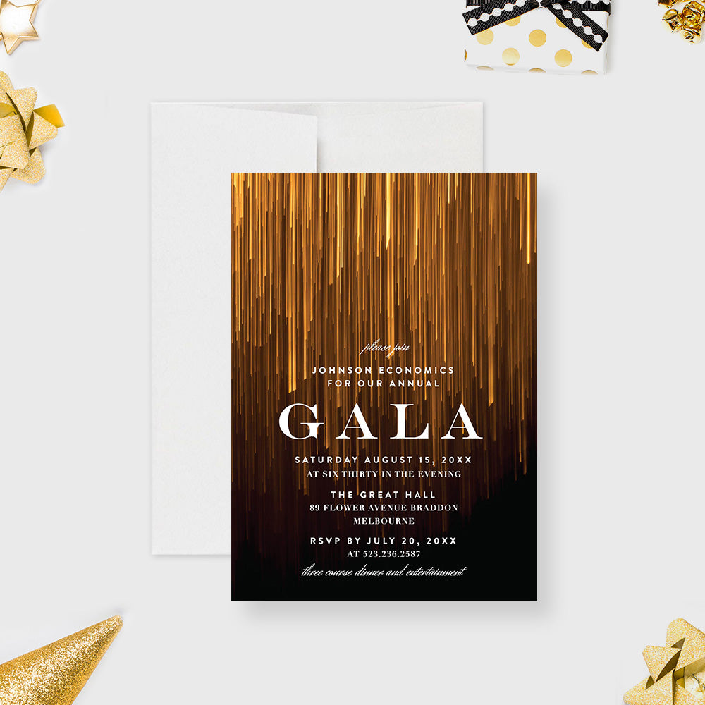 Elegant Gold Gala Invitation for Corporate Fundraiser Events