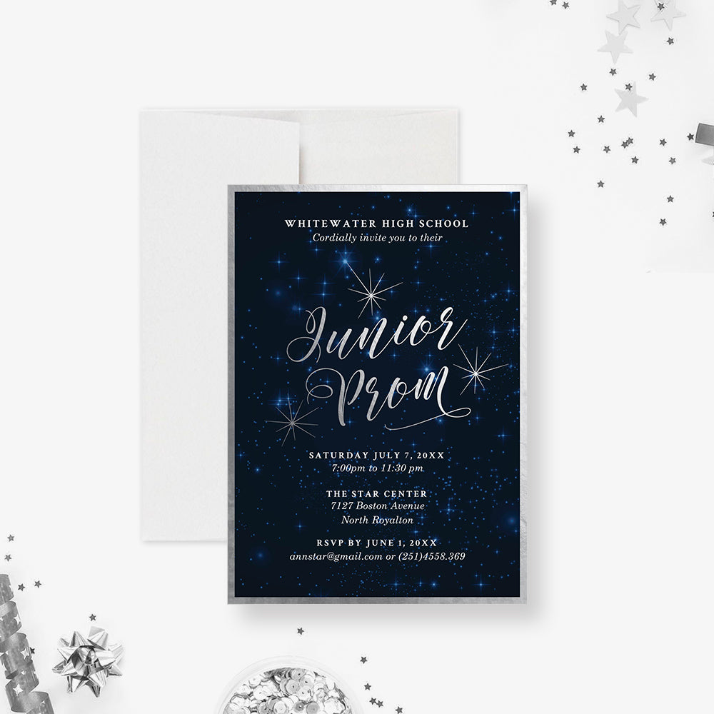 Elegant Junior Prom Invitation Starry Night Theme