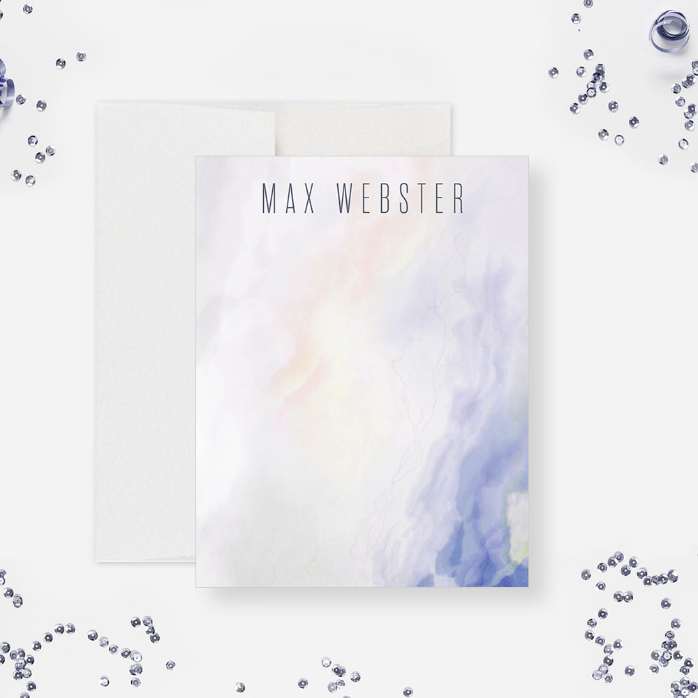 Blue Marble Note Card Personalized Stationery for Professionals