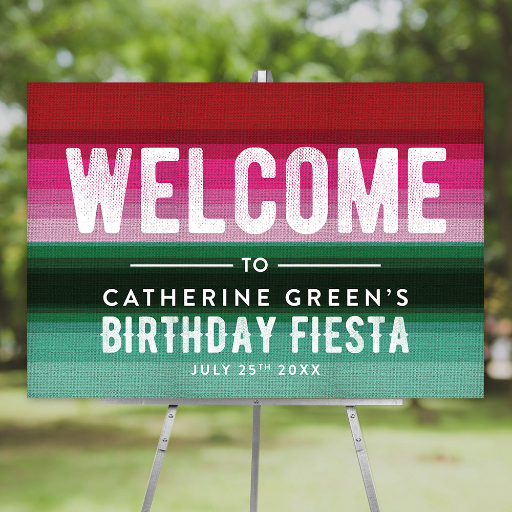Birthday Fiesta Welcome Sign for Kids and Adults Featuring a Colorful