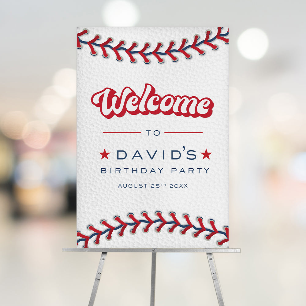 Baseball Birthday Party Welcome Sign