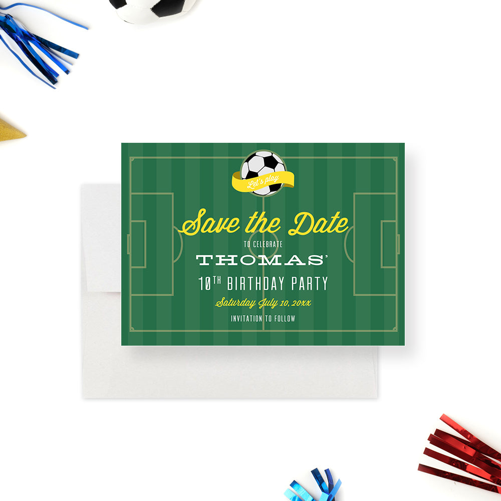 Soccer Birthday Save the Date Card for Kids, Sports Birthday Save the