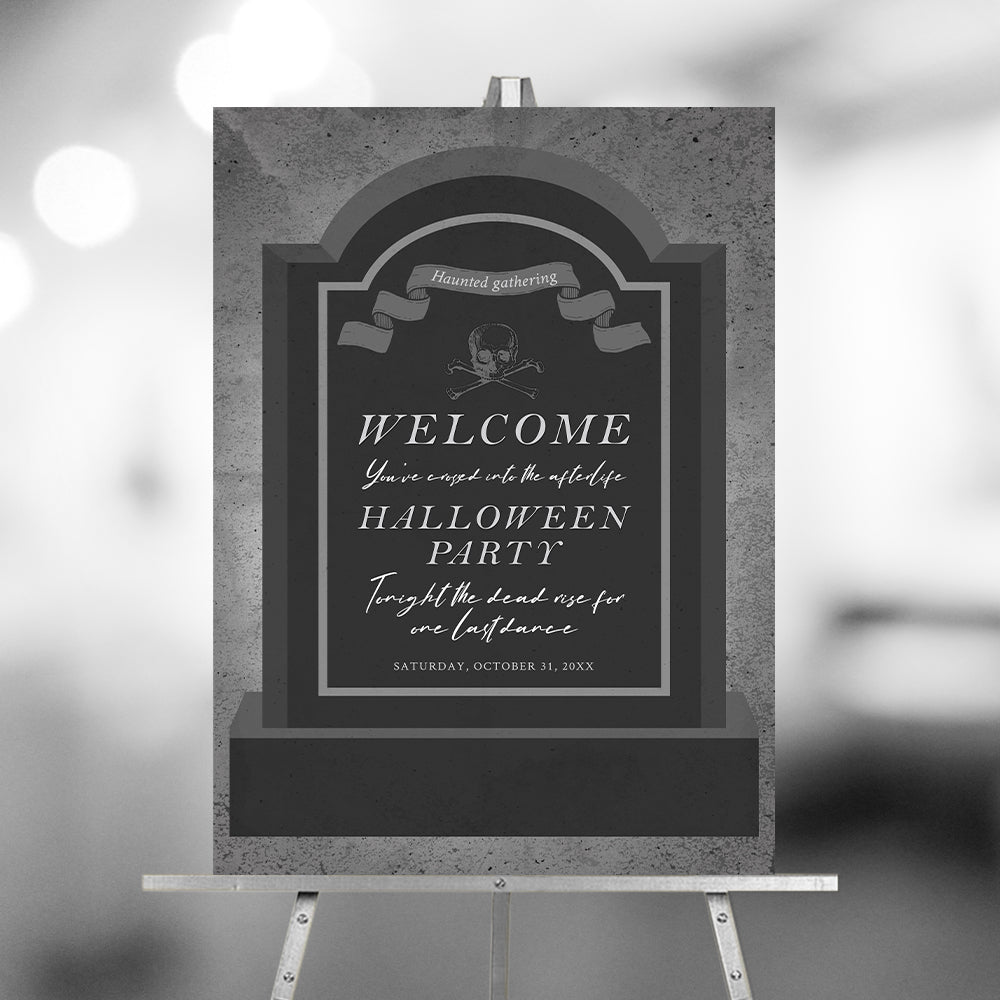 Gothic Tombstone Halloween Welcome Sign Spooky Party Decor