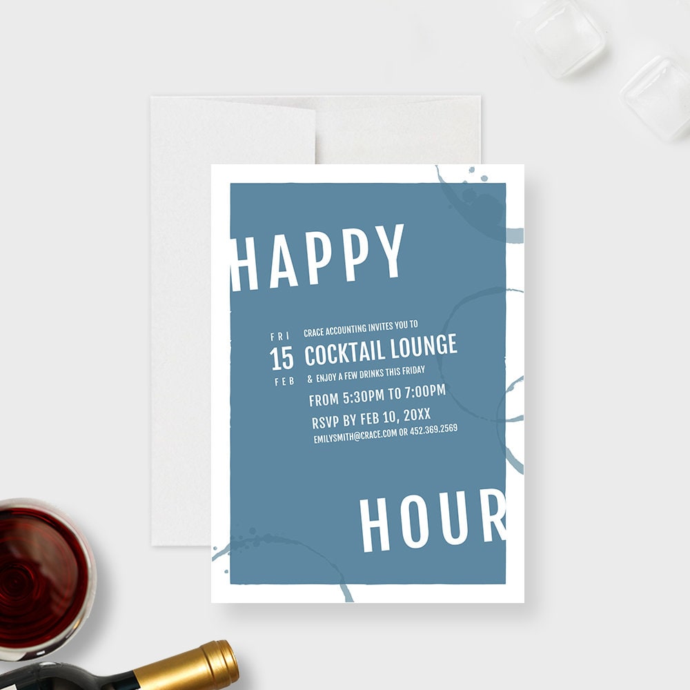 Happy Hour Party Invitation Template, Corporate Work Drinks Invite Dig