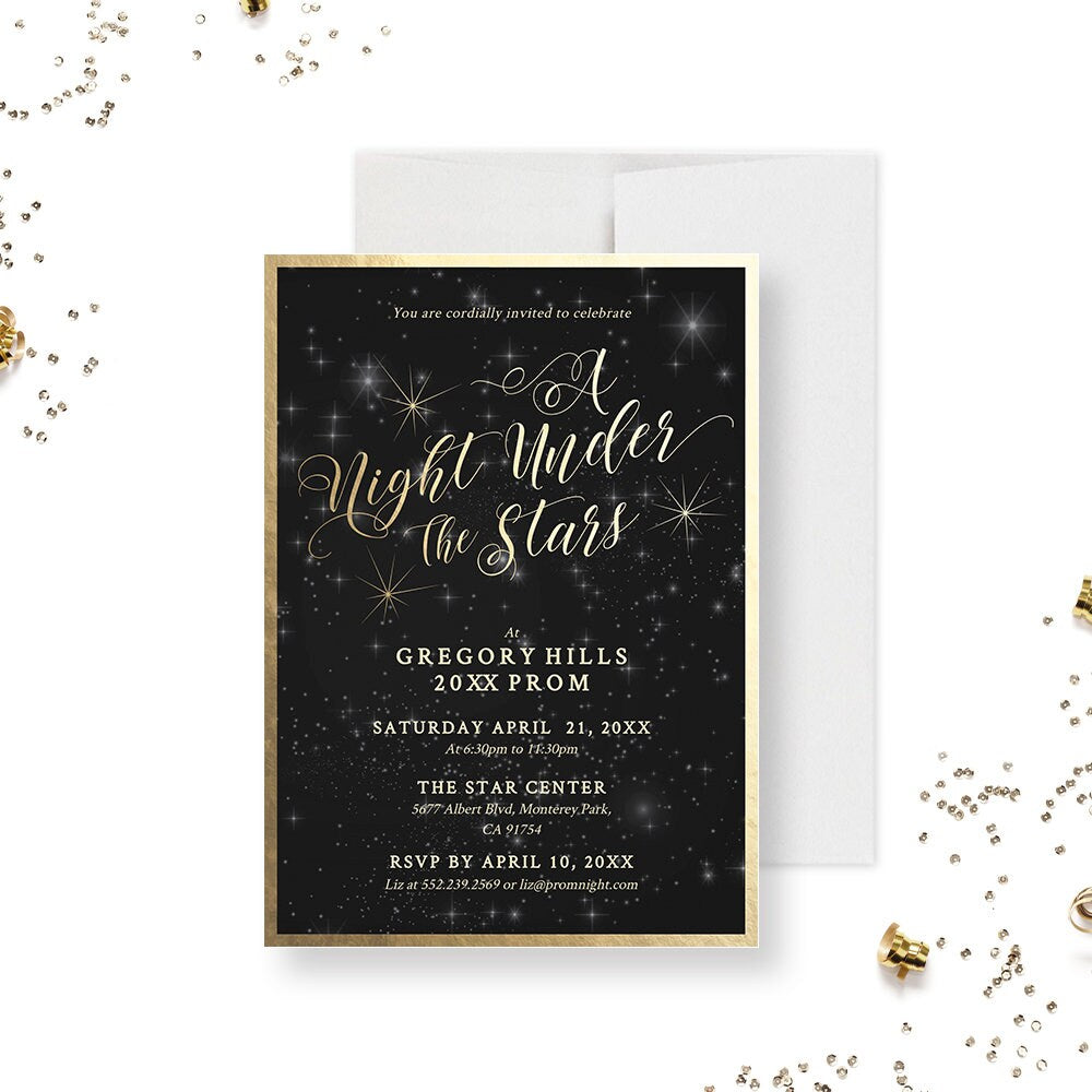 Prom Invitation A Night Under the Stars Template, Starry Night Sky Hig
