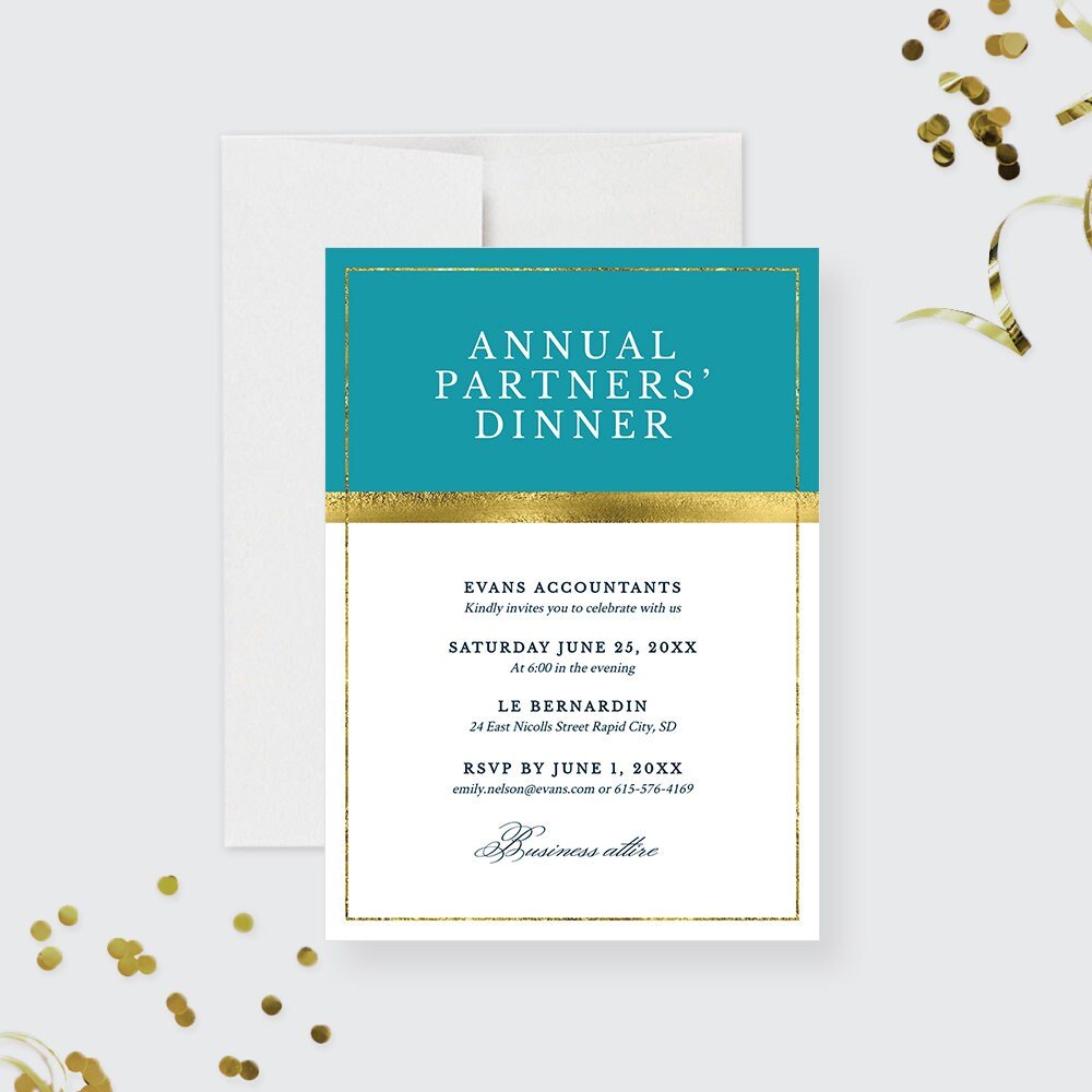 Annual Appreciation Dinner Party Invitation Editable Template, Formal