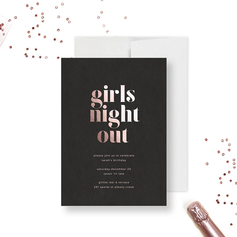 Girls Night Out Party Invitation Template, Elegant Bachelorette Printa