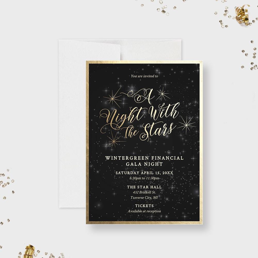 A Night with The Stars Prom Invitation Template, Corporate Work Event