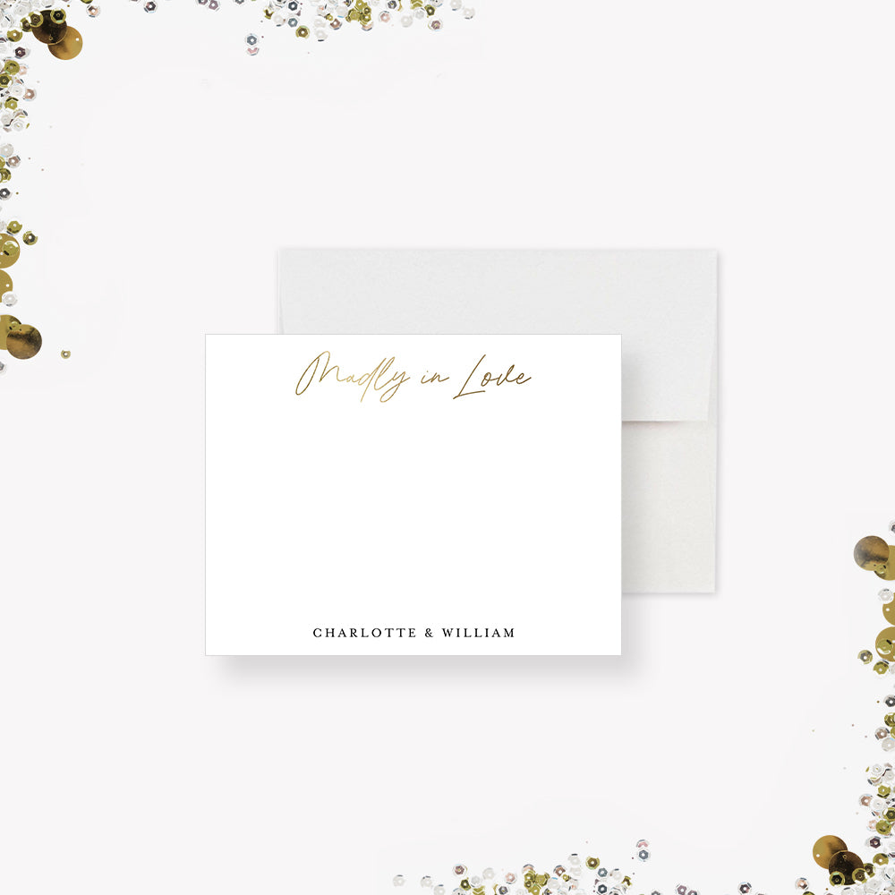 Romantic Note Card for Couples, Madly in Love Note Cards, Personalized