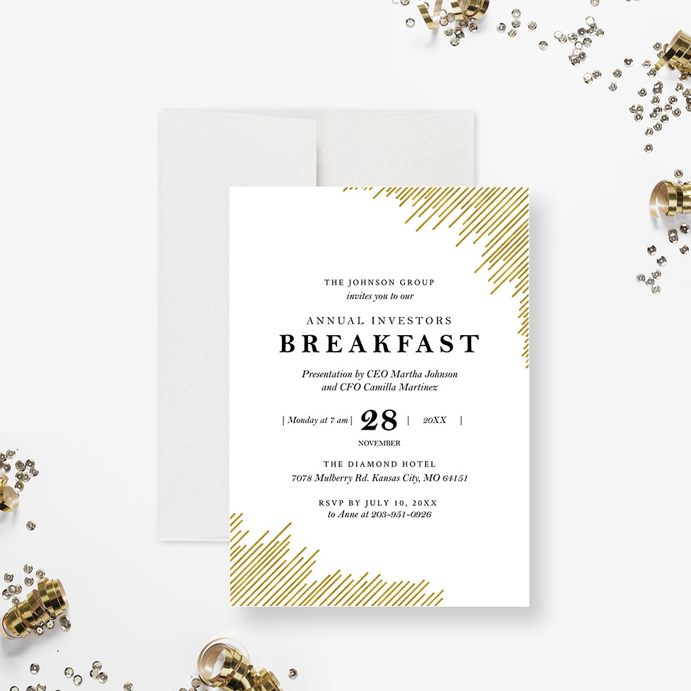 Annual Investors Breakfast Meeting Invitation, Professional Business B ...
